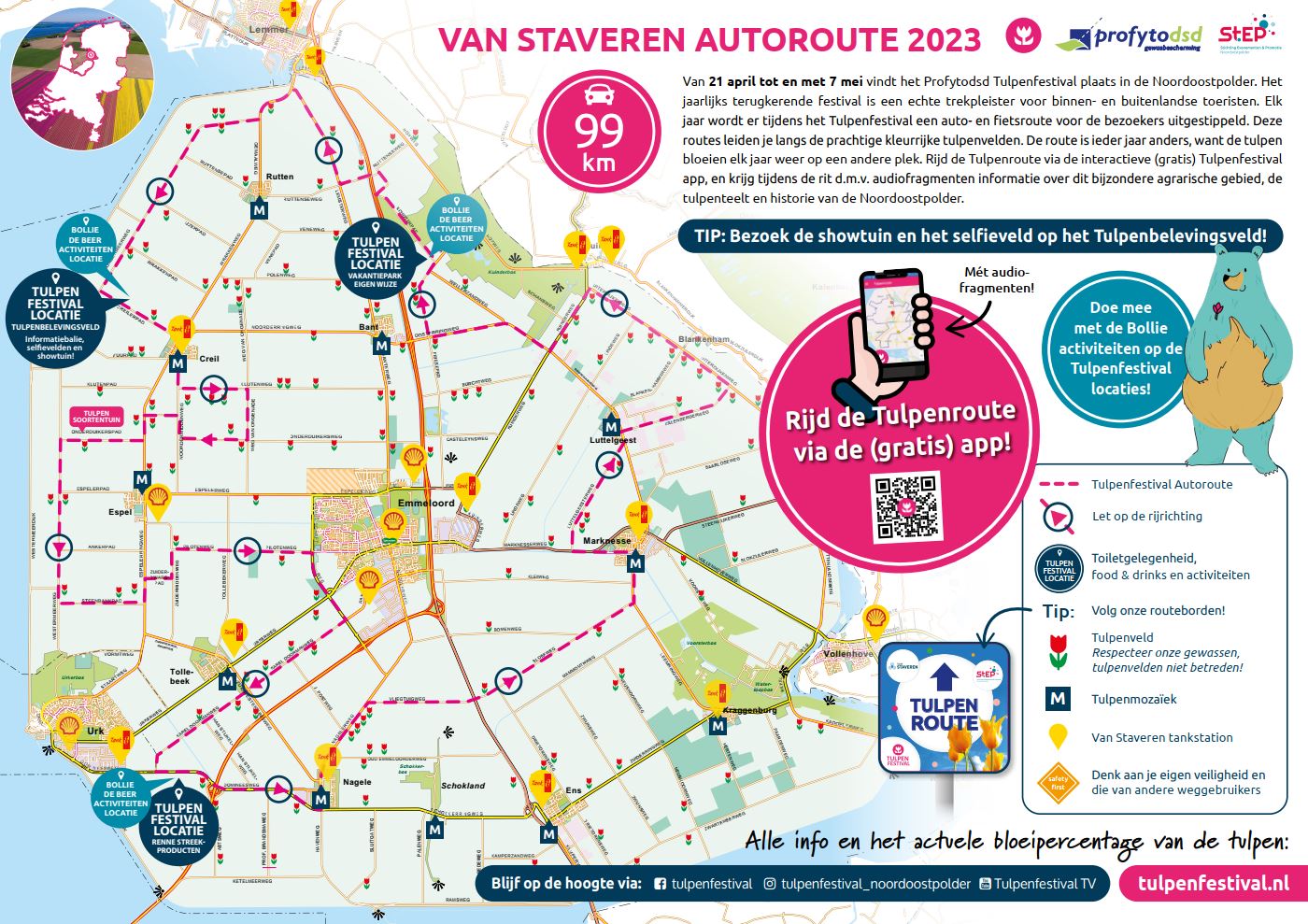 De Van Staveren autoroute tijdens het tulpenfestival - Van Staveren